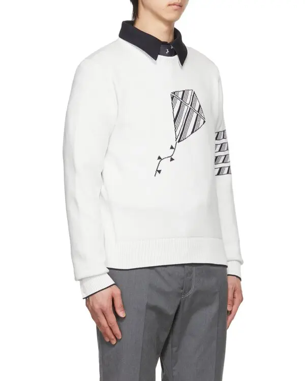 Thom Browne Pullover With Kite Icon Jacquard 4-bar In Cotton
