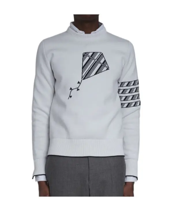 Thom Browne Pullover With Kite Icon Jacquard 4-bar In Cotton