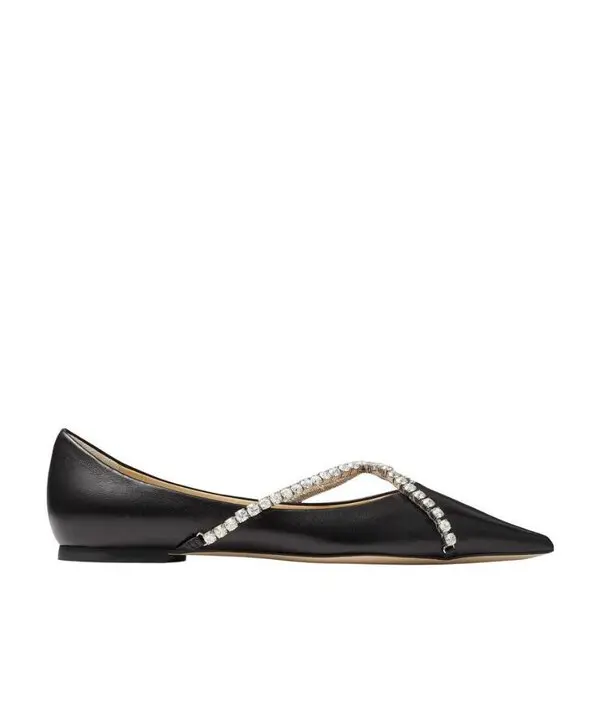 JIMMY CHOO Diamond Embellished Pointed Toe Flats