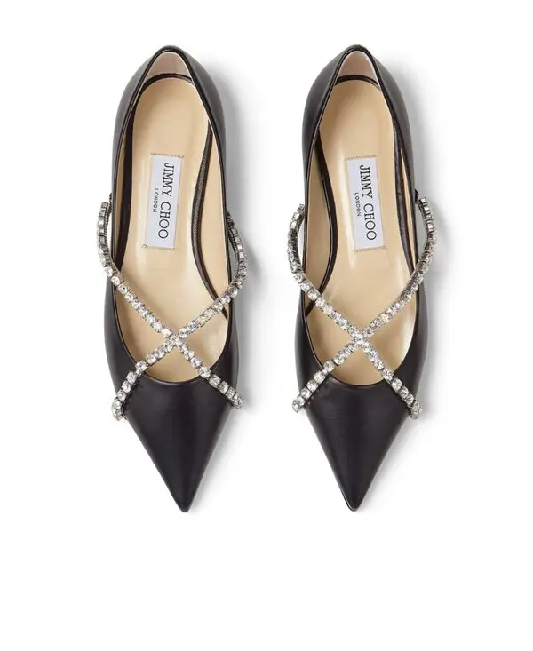 JIMMY CHOO Diamond Embellished Pointed Toe Flats