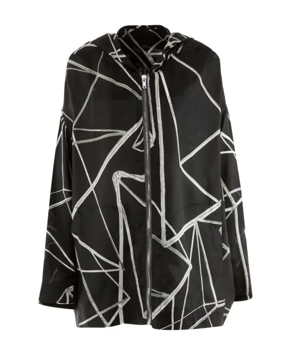 Rick Owens Geometric Print Lightweight Hooded Jacket
