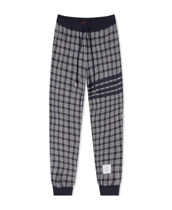 Thom Browne Check-pattern Drawstring Track Pants - Navy Blue