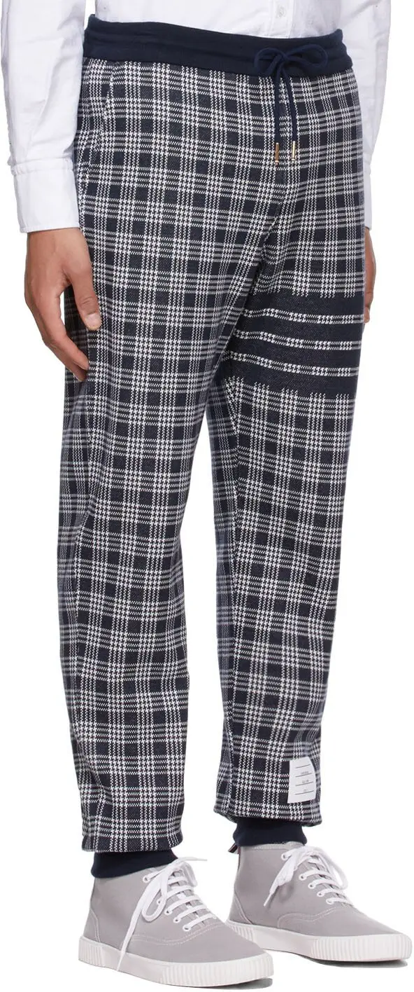 Thom Browne Check-pattern Drawstring Track Pants - Navy Blue