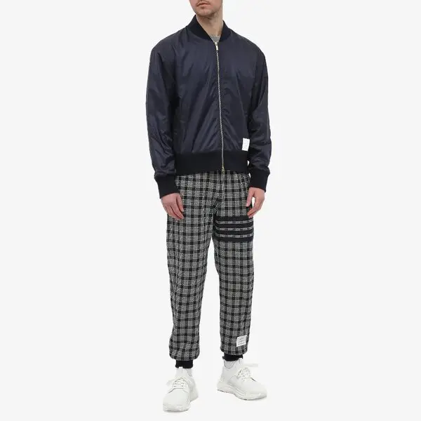 Thom Browne Check-pattern Drawstring Track Pants - Navy Blue