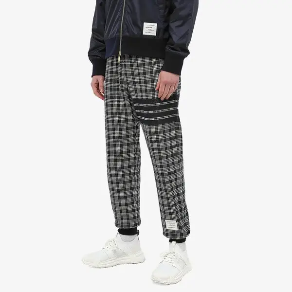 Thom Browne Check-pattern Drawstring Track Pants - Navy Blue