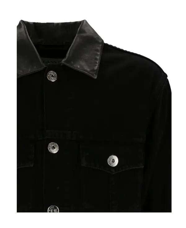 LANVIN Logo-print Distressed Denim Jacket