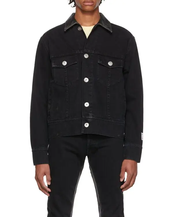 LANVIN Logo-print Distressed Denim Jacket