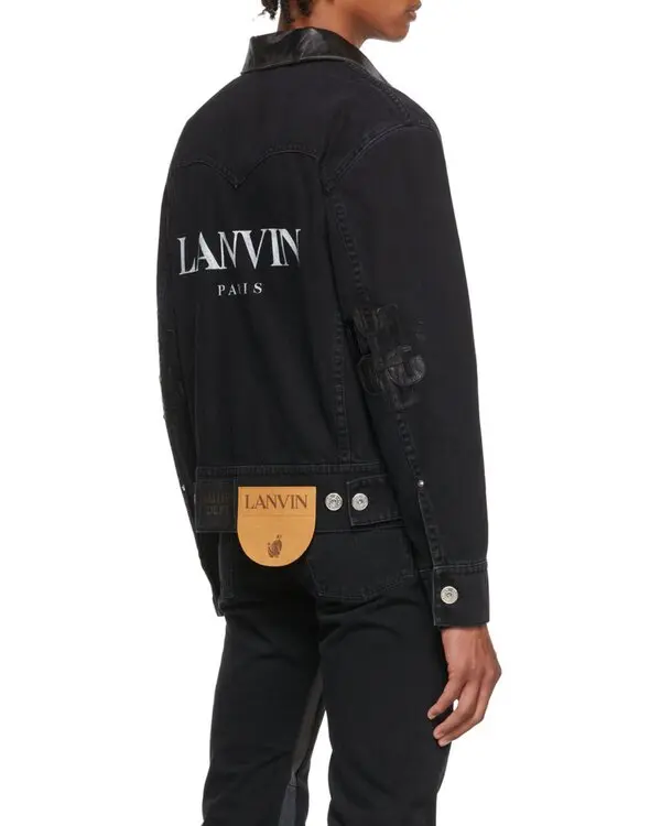 LANVIN Logo-print Distressed Denim Jacket