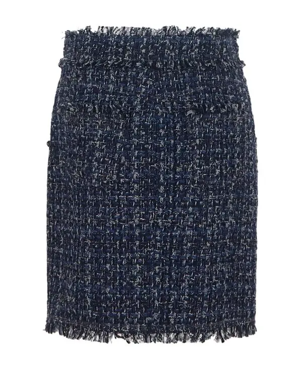 Balmain Denim Tweed Mini Skirt With Zipper Closure