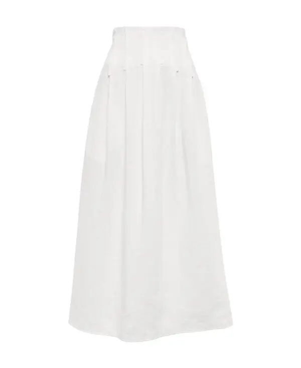 Chloé High-waist Pleated Linen Skirt