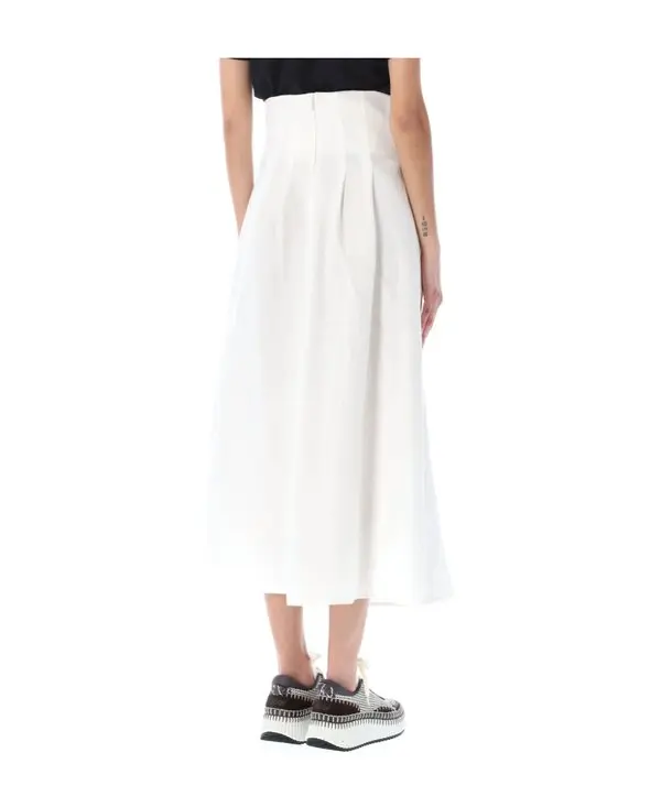 Chloé High-waist Pleated Linen Skirt