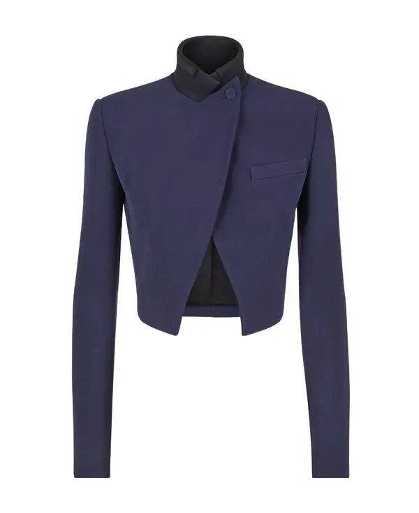 Fendi Cropped Stand Collar Jacket With Mulberry Silk Trim