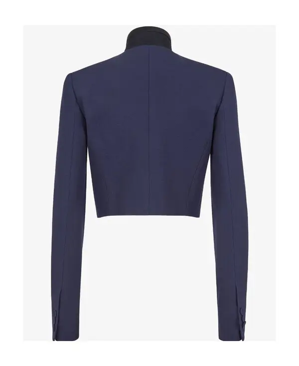 Fendi Cropped Stand Collar Jacket With Mulberry Silk Trim