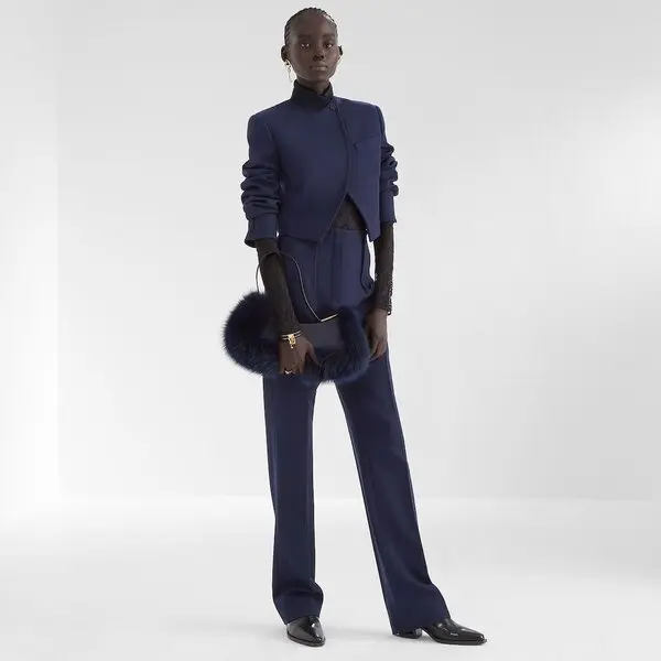 Fendi Cropped Stand Collar Jacket With Mulberry Silk Trim