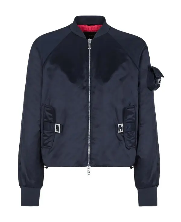 Fendi Blue Nylon Bomber Jacket