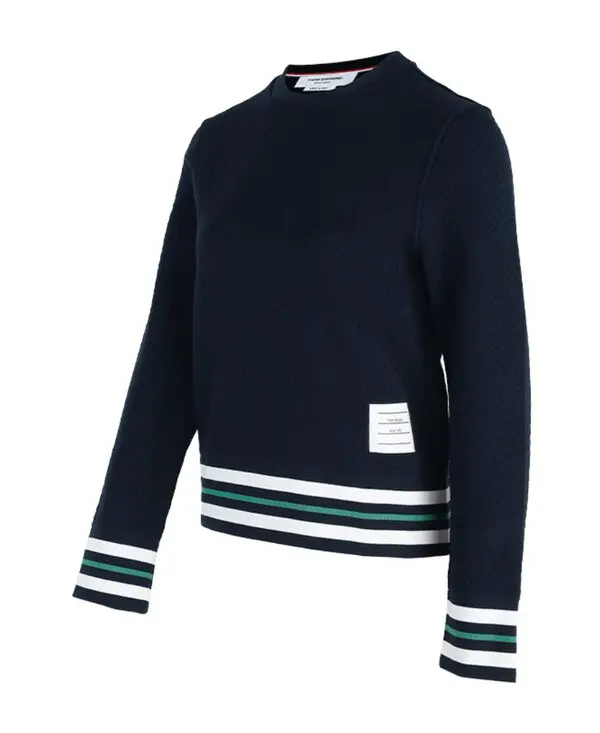 Thom Browne Crewneck Sweatshirt With Cricket Stripe Trim