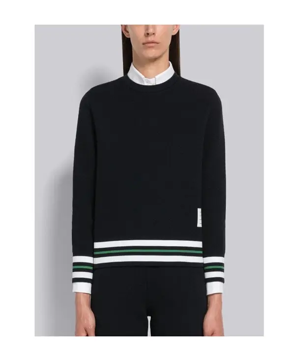 Thom Browne Crewneck Sweatshirt With Cricket Stripe Trim