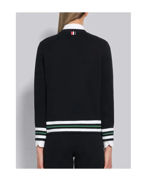 Thom Browne Crewneck Sweatshirt With Cricket Stripe Trim
