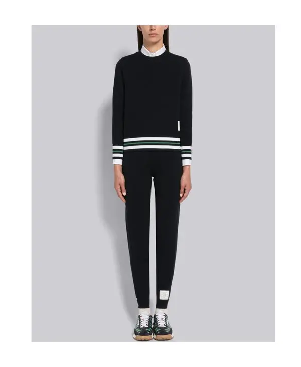 Thom Browne Crewneck Sweatshirt With Cricket Stripe Trim