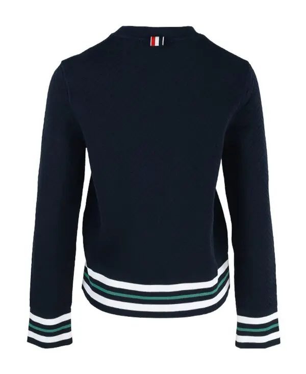 Thom Browne Crewneck Sweatshirt With Cricket Stripe Trim