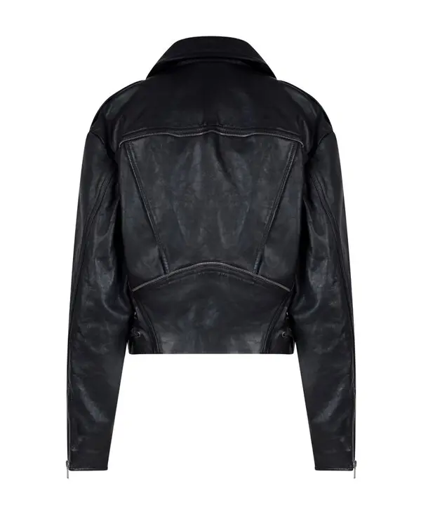 Saint Laurent Belted Leather Biker Jacket