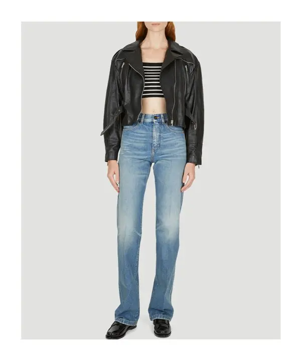 Saint Laurent Belted Leather Biker Jacket