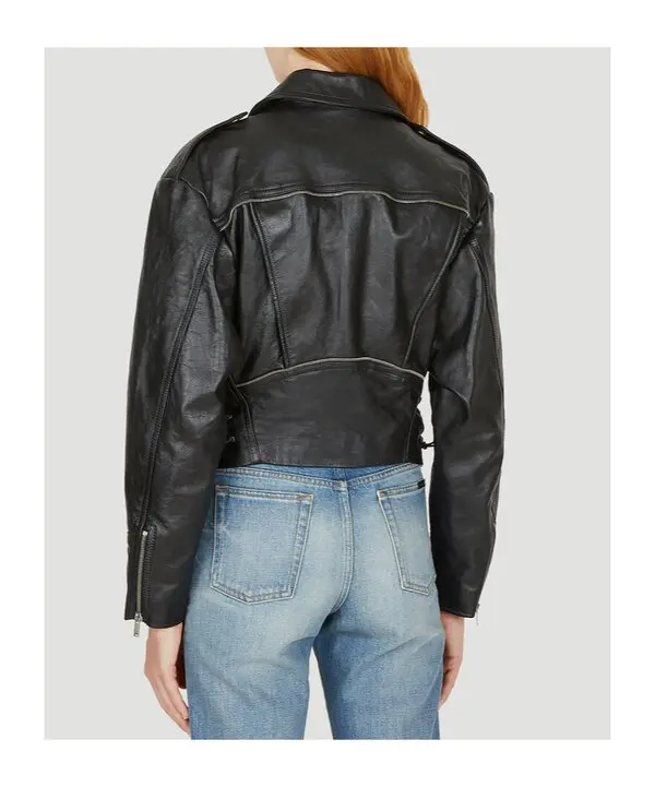 Saint Laurent Belted Leather Biker Jacket
