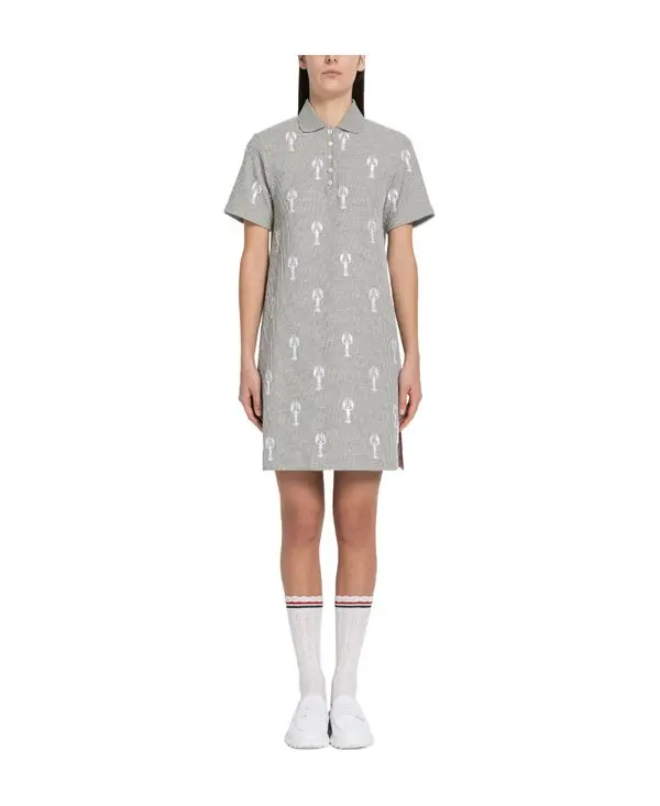 Thom Browne Lobster Embroidered Polo Dress