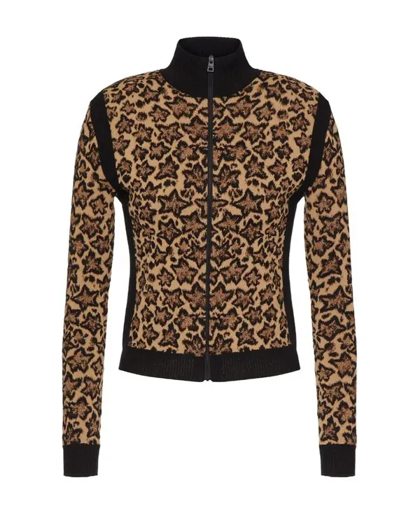 Red Valentino Leo Star Jacquard Zip-up Sweater
