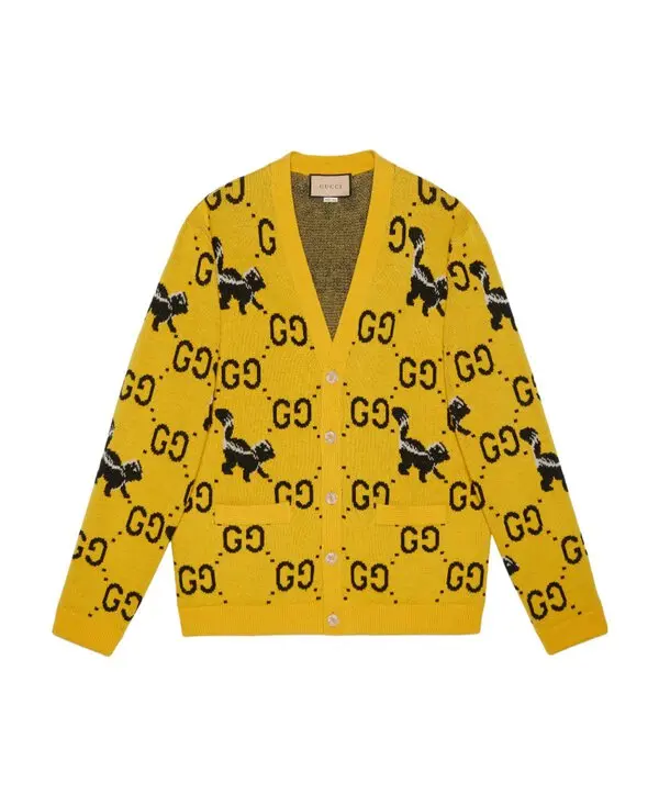 Gucci Skunk Print Wool Cardigan
