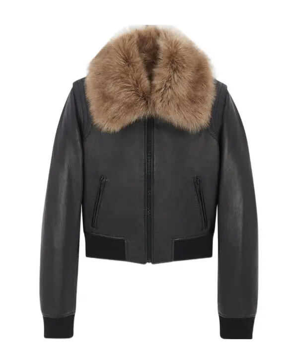 Saint Laurent Lambskin And Shearling Jacket
