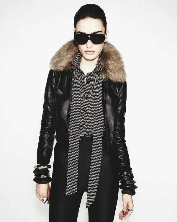 Saint Laurent Lambskin And Shearling Jacket