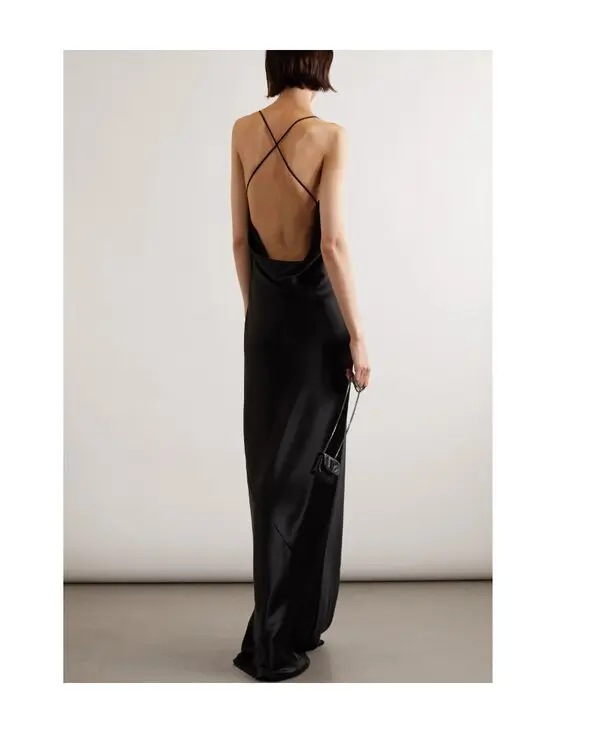 Saint Laurent Spaghetti Strap Open Back Maxi Dress