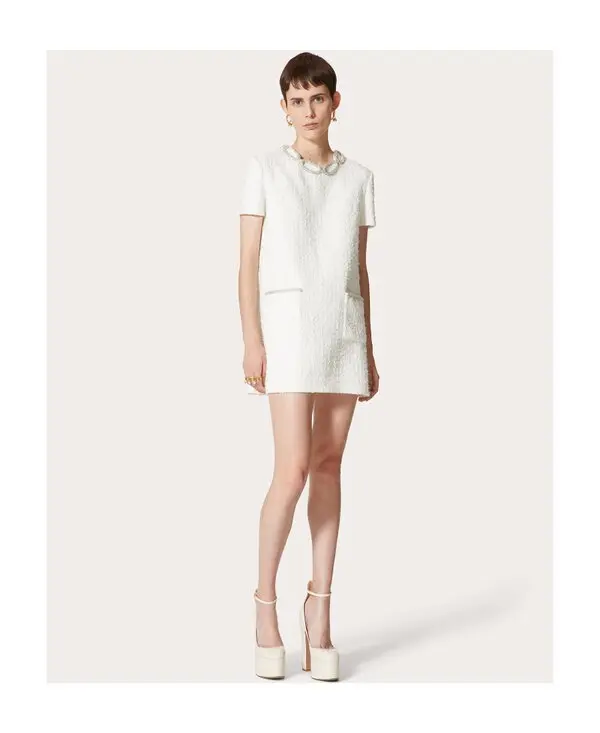 Valentino Garavani Embroidered Tweed Short Dress