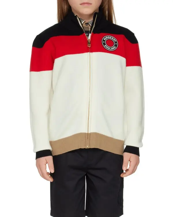 Burberry Logo-appliqué Knit Zip-up Jacket