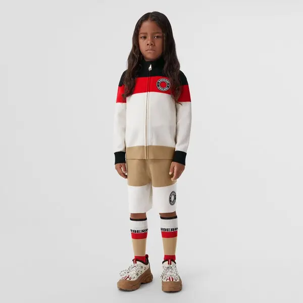 Burberry Logo-appliqué Knit Zip-up Jacket