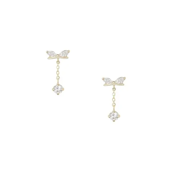 BECKET + QUILL 14k Yellow Crystal Bow Chain Drop Earrings