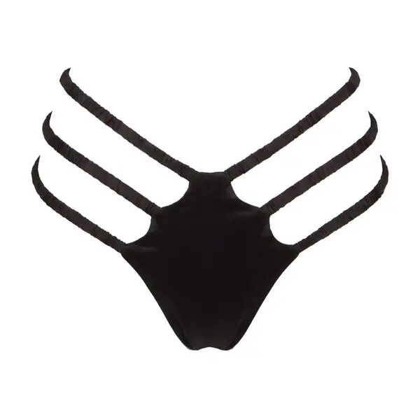BLACK HEART LINGERIE Strappy Silk Thong - Black