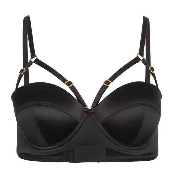 BLACK HEART LINGERIE Convertible Silk Longline Bra - Black