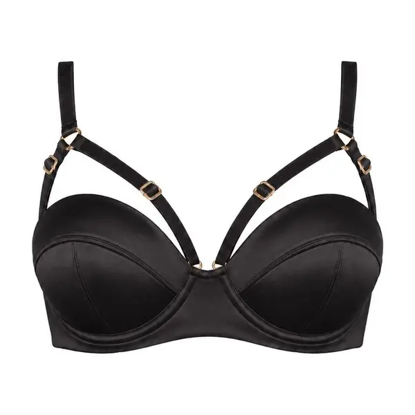 BLACK HEART LINGERIE Convertible Silk Longline Bra - Black