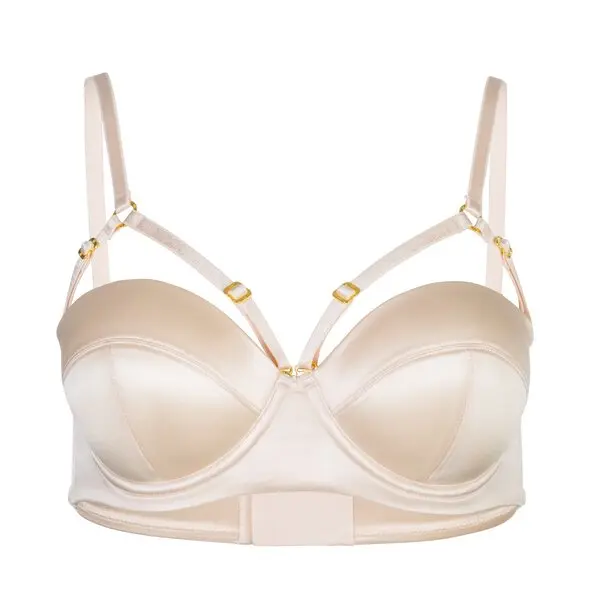 BLACK HEART LINGERIE Convertible Silk Longline Bra In Champagne - Pink
