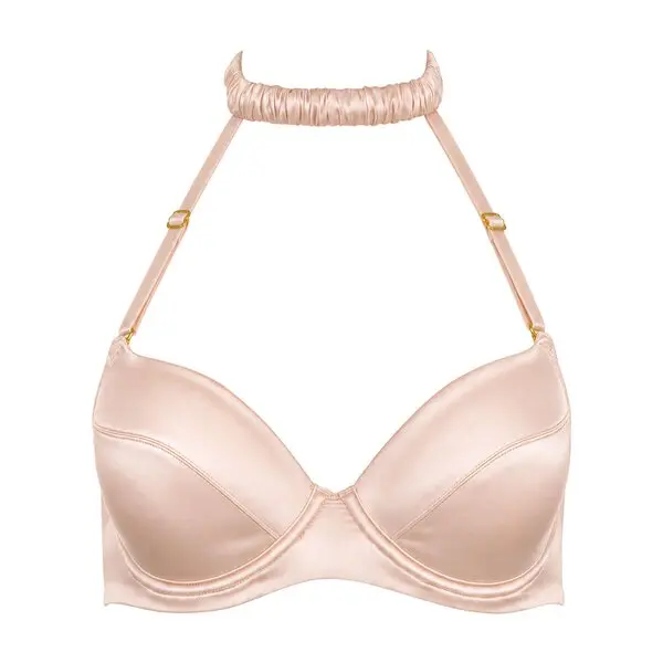 BLACK HEART LINGERIE Convertible Silk Push-up Bra In Champagne - Pink