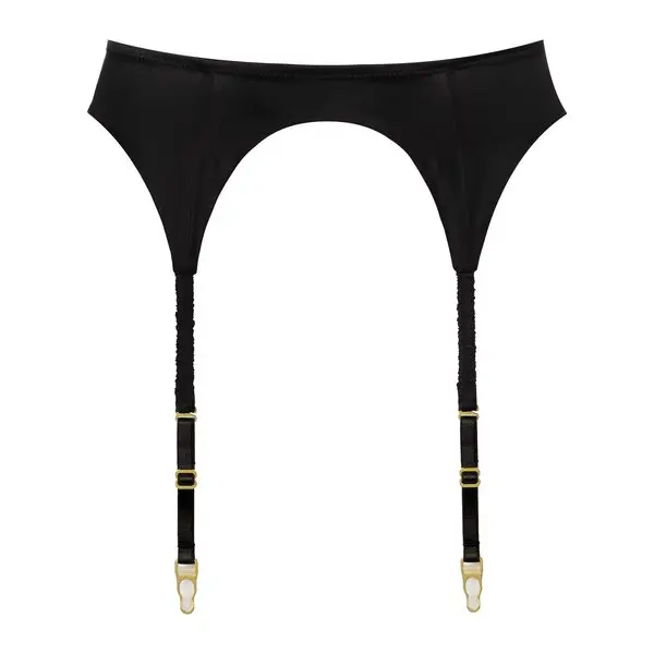BLACK HEART LINGERIE Silk Garter Belt With Convertible Straps - Black