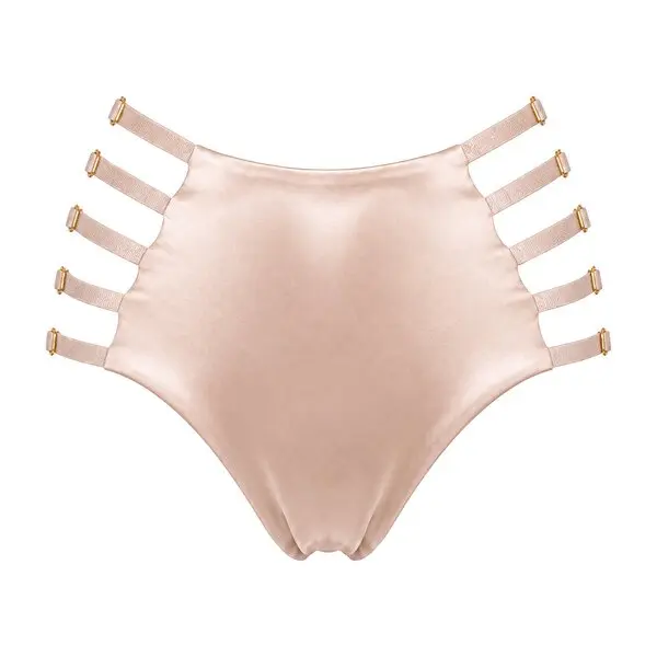 BLACK HEART LINGERIE Strappy High-waist Silk Panty In Champagne - Pink