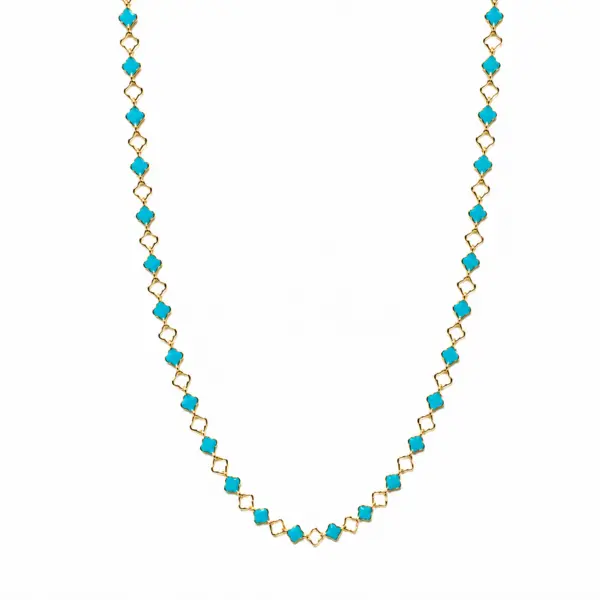 BECKET + QUILL Clover Chain Necklace-turquoise