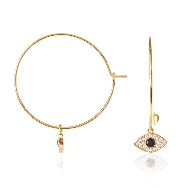 C.J.M Evil Eye Hoop Earrings - Gold