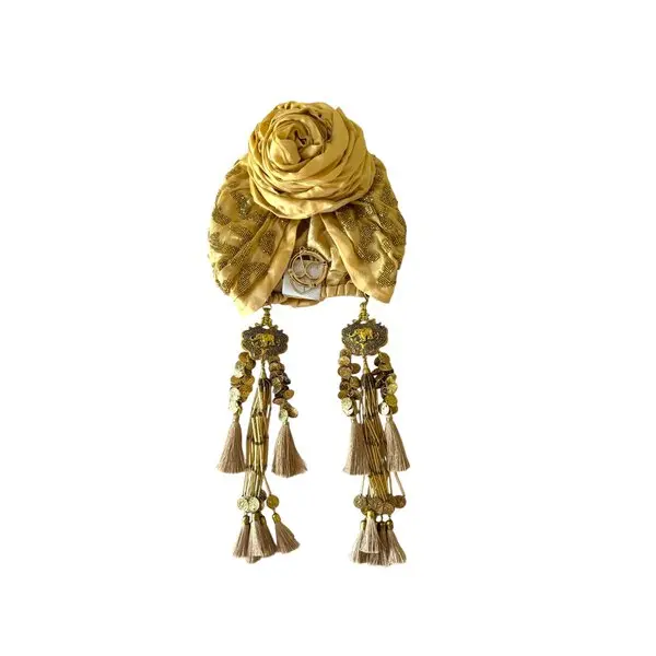 JULIA CLANCEY Edith Dream Leopard Beaded Turban - Gold