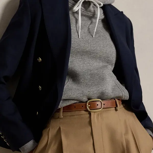 Ralph Lauren Oval-buckle Skinny Leather Belt