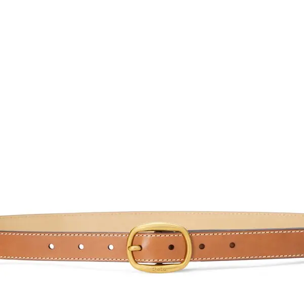 Ralph Lauren Oval-buckle Skinny Leather Belt
