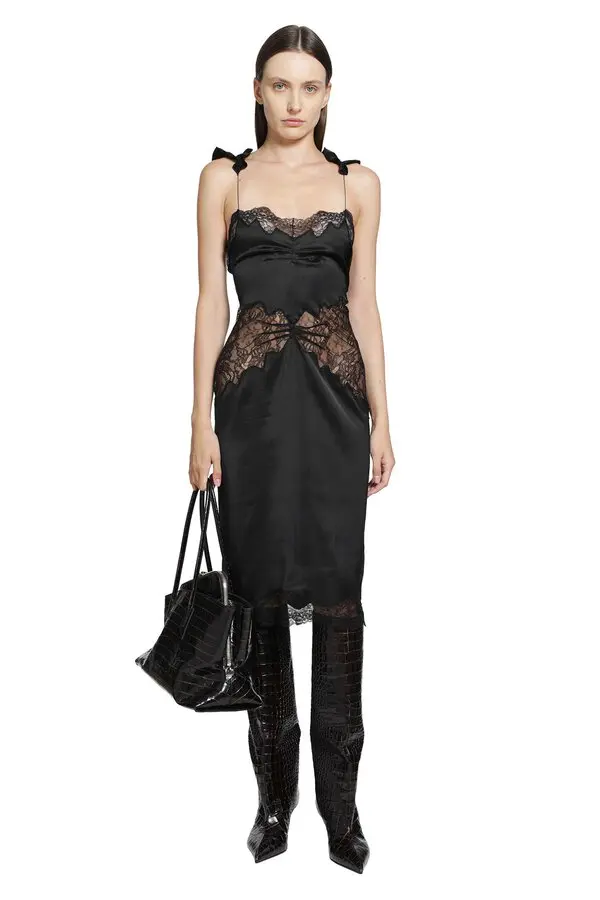 Attico Satin And Lace Midi Dress